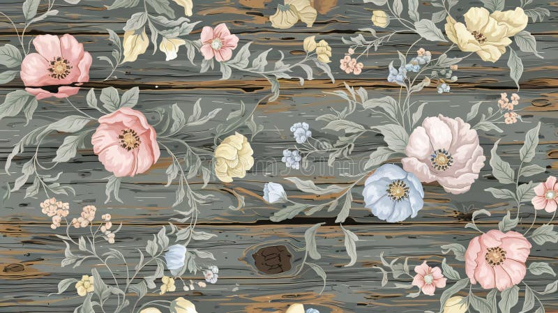 Rustic Floral Seamless Pattern, Pastel Flowers on Good Resolution Stock ...
