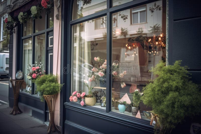 Rustic Flower Shop Windows Displaying Beautiful Blooms, Generative AI ...