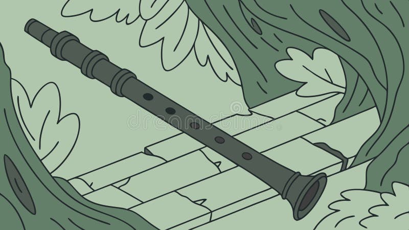Rustic Flute in a Dark, Mysterious Jungle Environment, Vector Design ...