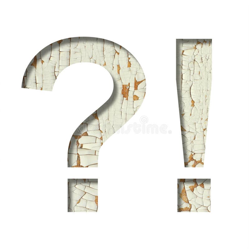 Rustic Font. Exclamation and Question Marks Cut Out of Paper on the ...