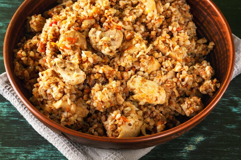 Rustic Food Buckwheat with Meat Stock Photo - Image of lunch, rustic ...