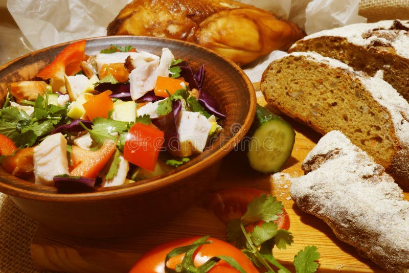 Rustic Food. Healthy Salad Made from Vegetables. Stock Photo - Image of ...