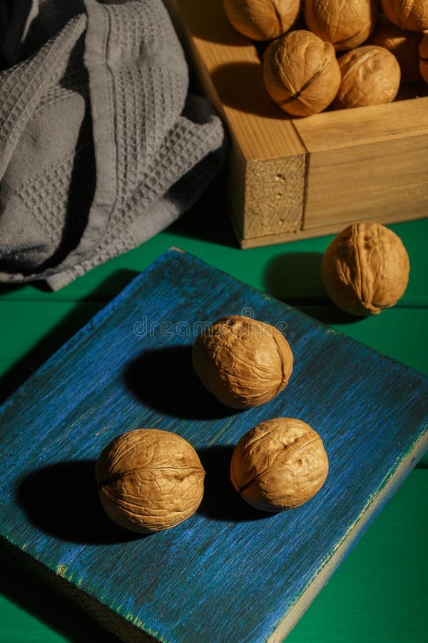 Rustic Food Nuts on a Wooden Stand Stock Image - Image of green, nuts ...
