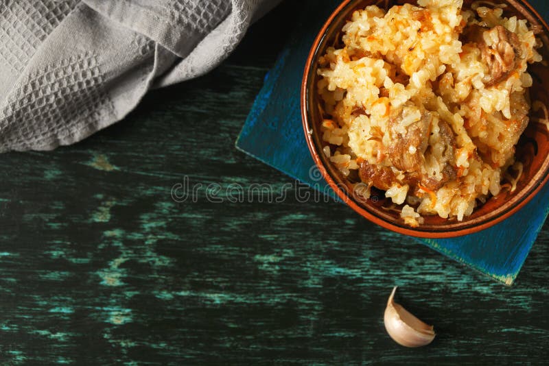 Rustic food rice with meat stock image. Image of closeup - 223527305