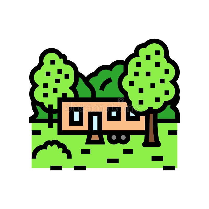 Rustic Forest Mobile Home Color Icon Vector Illustration Stock Vector ...