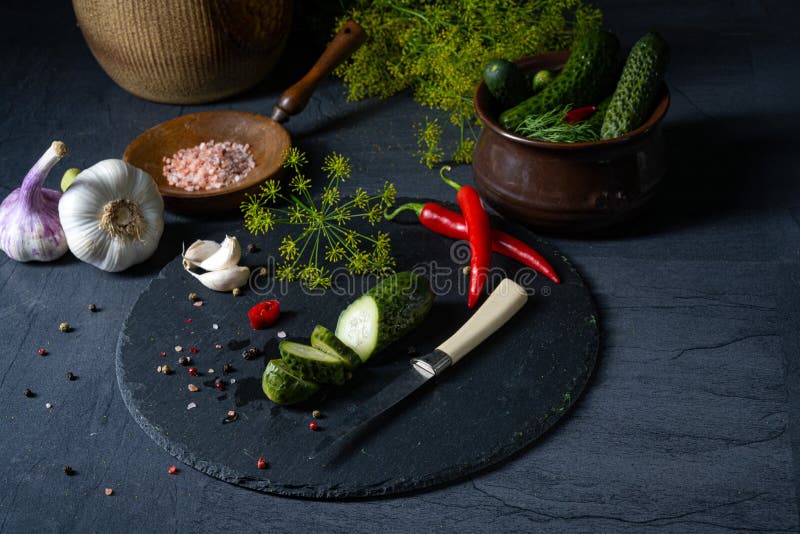 Rustic Fresh Pickled Cucumber Polish Malosolne Stock Photo - Image of ...