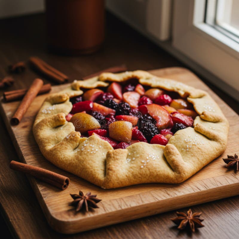 Rustic Fruit Galette with Cinnamon and Star Anise Stock Illustration - Illustration of sweet ...