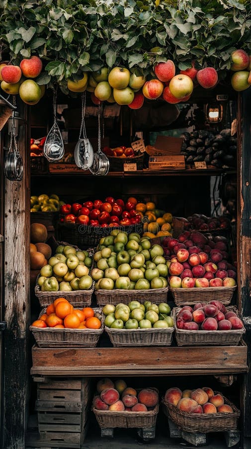 Rustic Fruit Stand Fresh Apples Pears Peaches Pic Stock Photos - Free ...