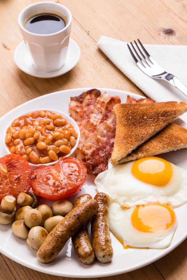 Rustic Full English Breakfast Stock Photo - Image of english, mushroom ...
