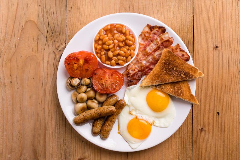 Rustic Full English Breakfast Stock Photo - Image of fried, cooked ...