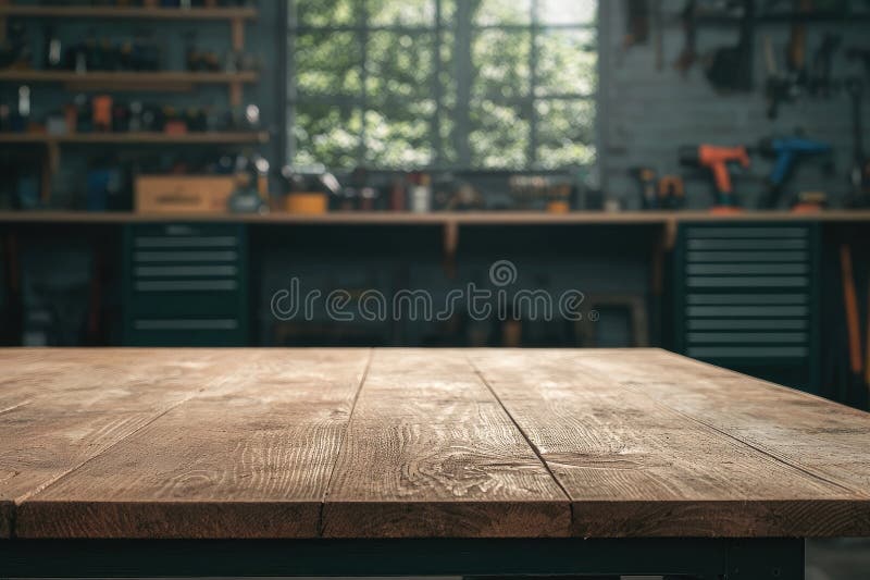 Rustic Garage Table Surrounded by Tools and Clutter Stock Image - Image ...