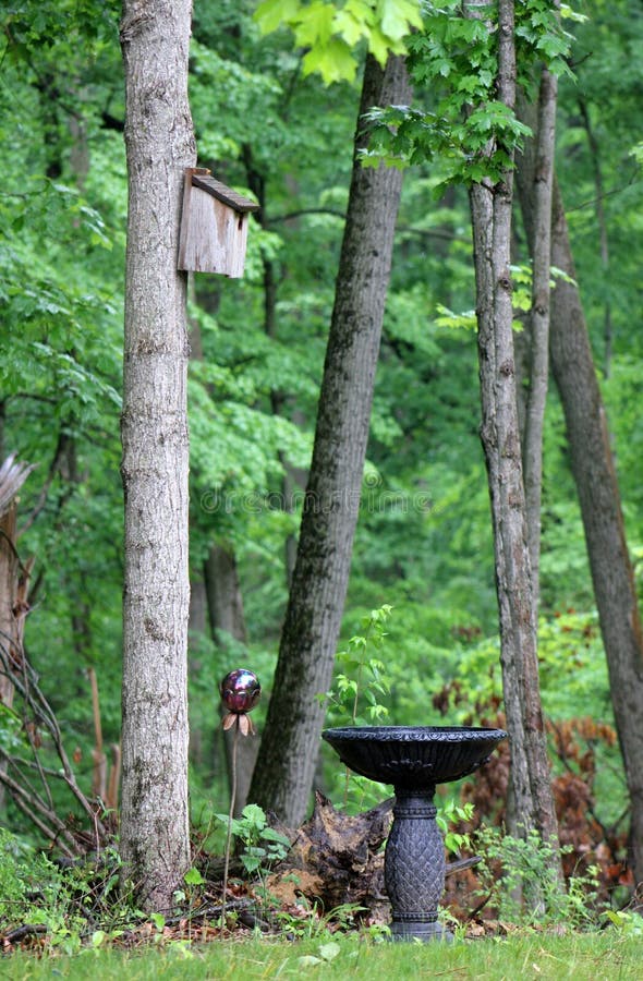 Rustic Garden Bird Bath stock image. Image of birdbath - 54233009