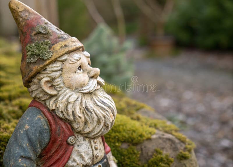 A Rustic Garden Gnome Detailed CloseUp Featuring Intriguing Texture and ...