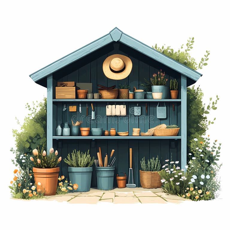 Rustic Garden Shed with Weathered Tools Stock Image - Image of ...