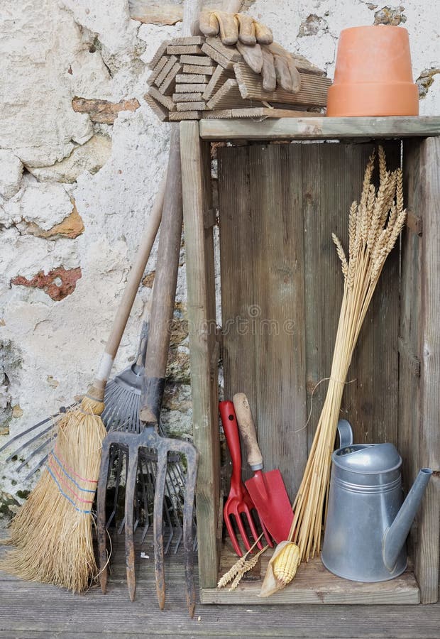 Rustic gardening tools stock photo. Image of rustic, setting - 36114228