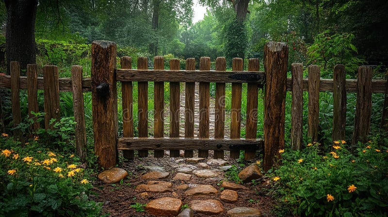 A Rustic Gate Leading into a Secret Garden Stock Photo - Image of gate ...