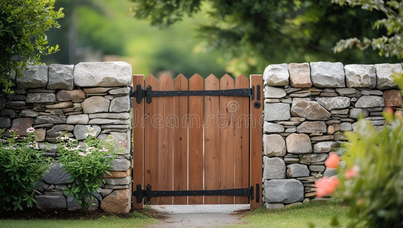 Rustic Gate on a Stony Footpath Stock Illustration - Illustration of ...