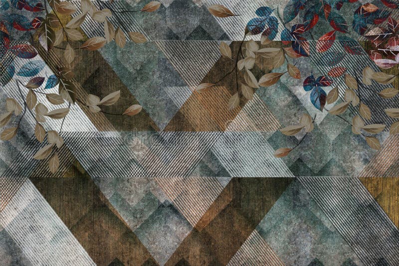 Rustic Geometric Pattern with Subtle Leaf Accents in Earth Tones Stock ...
