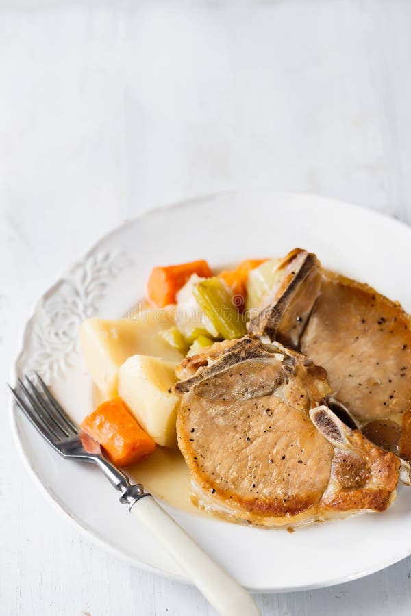 Rustic Germain Braised Pork Chop Stock Image - Image of cuisine, chops ...