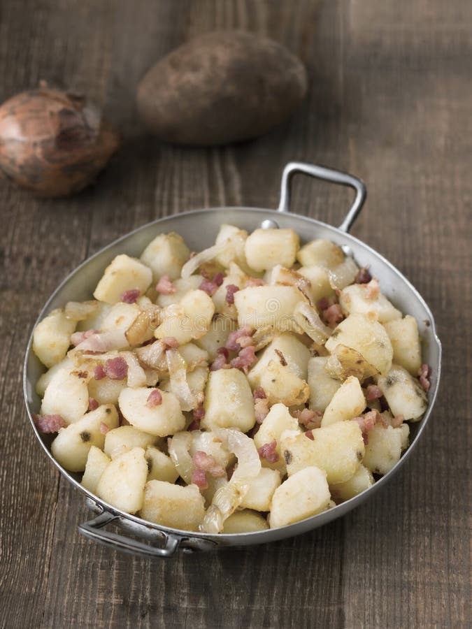 Rustic German Home Fries Bratkartoffeln Stock Photo - Image of ...