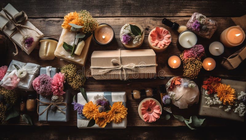 A Rustic Gift Box with Natural Beauty Products Generated by AI Stock ...