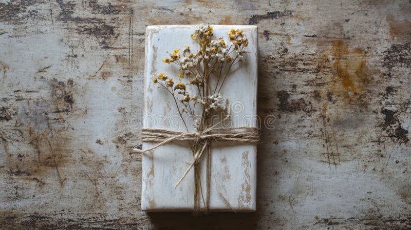 Rustic Gift Box with Twine and Dried Flowers Symbolizing Handmade Charm ...