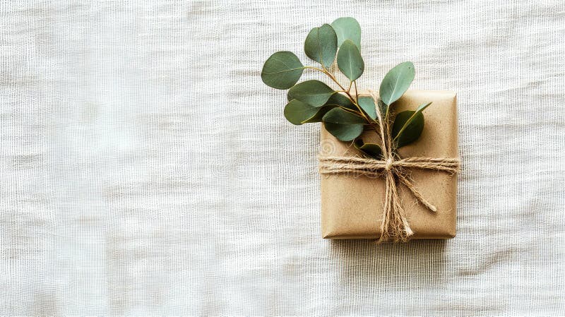 Rustic gift box on white stock illustration. Illustration of sprig ...