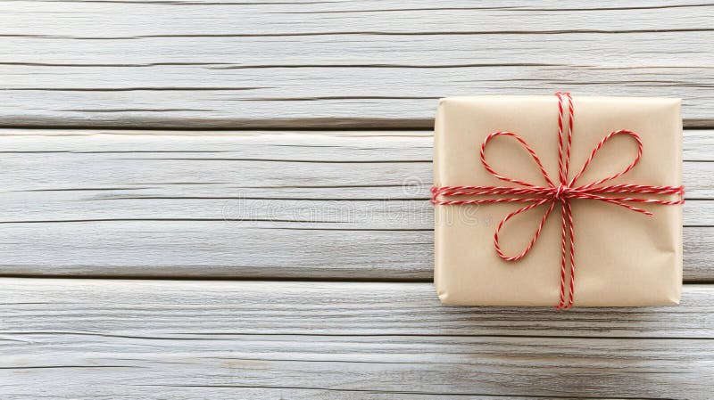 Rustic Gift Box on Wooden Background Simple Gift High Quality Image ...
