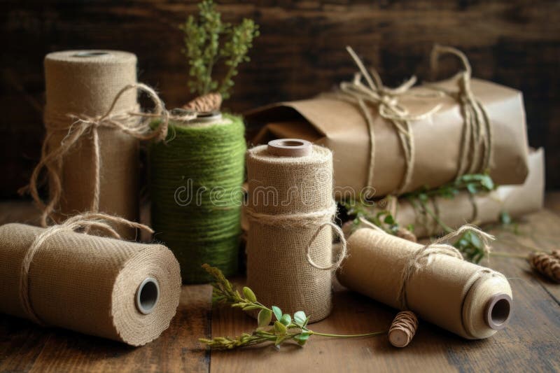 Rustic Gift Wrapping with Eco-friendly Paper and Twine Stock ...