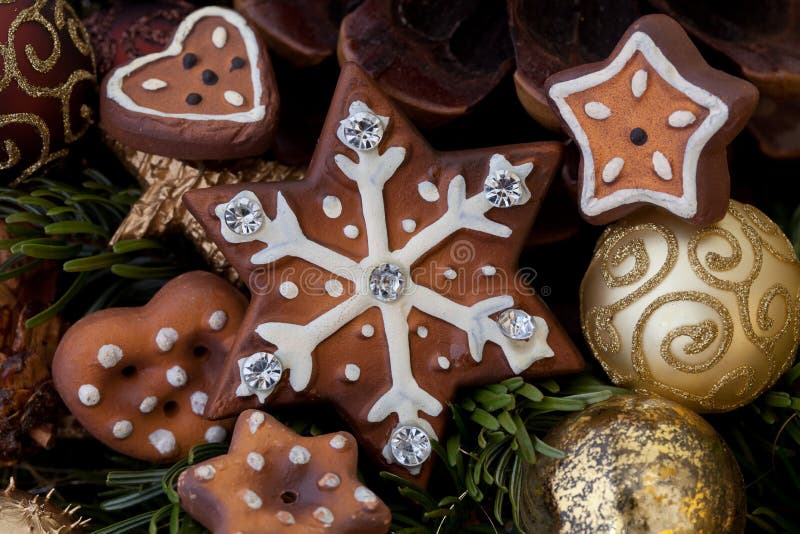 Rustic Gingerbread Christmas Still Life Stock Image - Image of festive ...