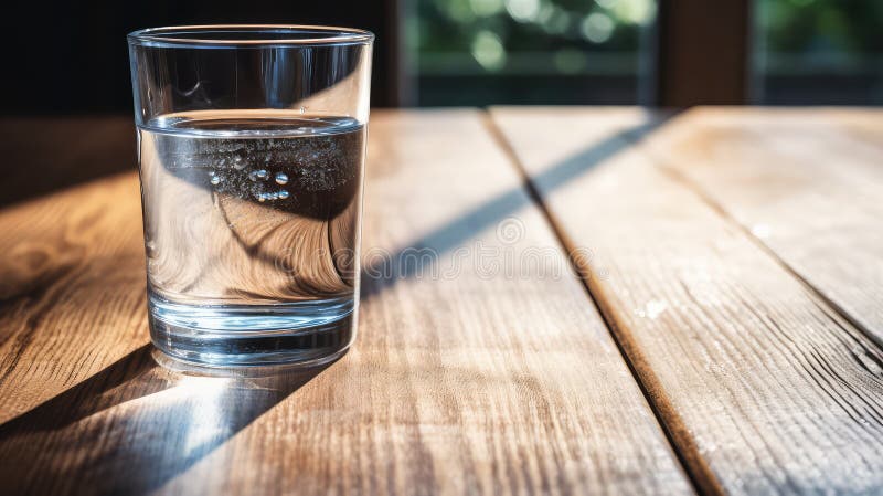 Rustic Glass of Water on Table Stock Illustration - Illustration of ...