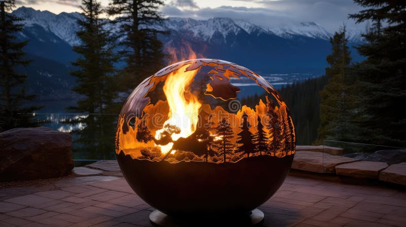 Rustic globe fire stock illustration. Illustration of ambiance - 361780547