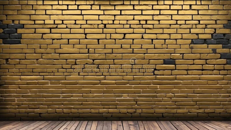 Rustic Gold Brick Wall with Graffiti Ai Generated Stock Illustration ...