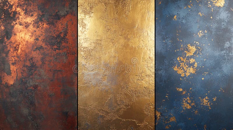 Rustic Gold Copper and Blue Textured Backgrounds Stock Illustration ...