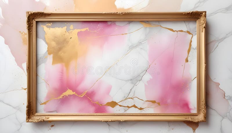 Rustic Gold Rectangle Frame with Distressed Finish on Rough White ...