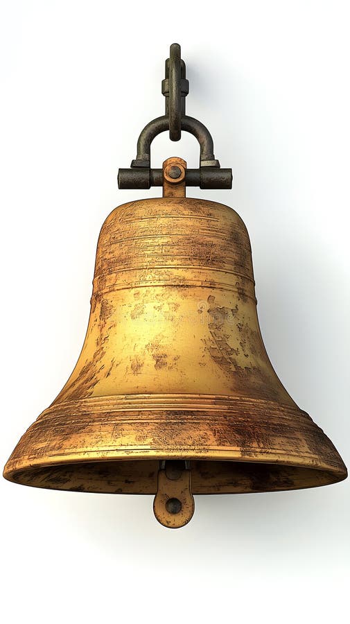 Rustic Golden Bell with Patina Finish Stock Illustration - Illustration ...