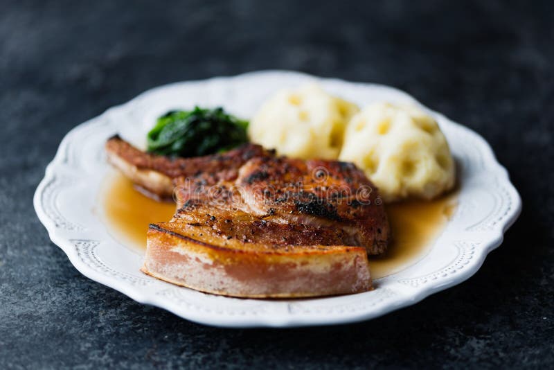 Rustic Golden Caramelized Pork Chop Stock Photo - Image of rustic ...