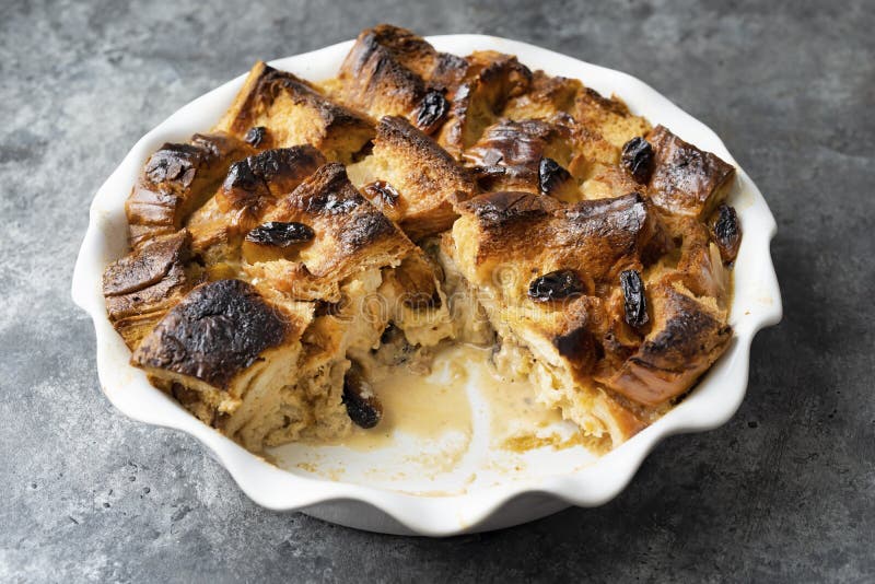 Rustic Golden English Bread and Butter Pudding Stock Photo - Image of ...