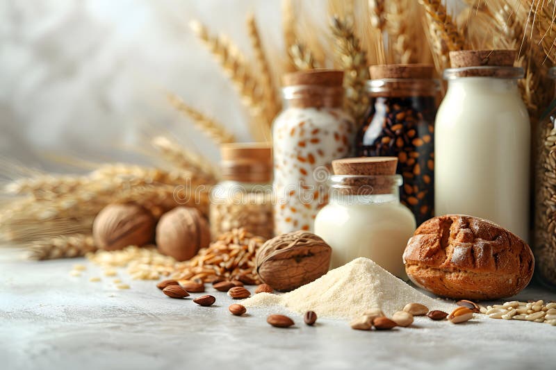 Rustic Grain and Nut Ingredients for Healthy Cooking and Baking ...