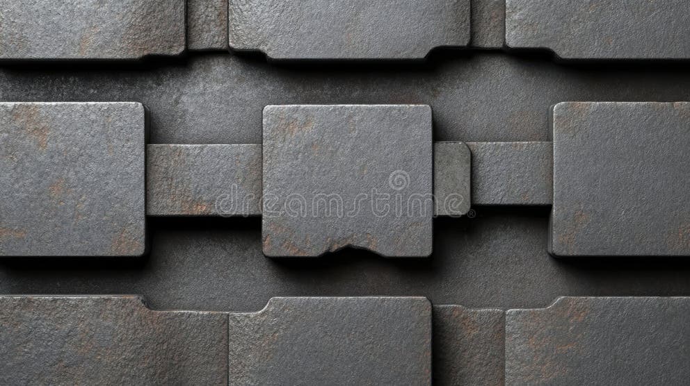 Rustic Gray Brick Wall with Rust Stains, an Industrial Aesthetic ...