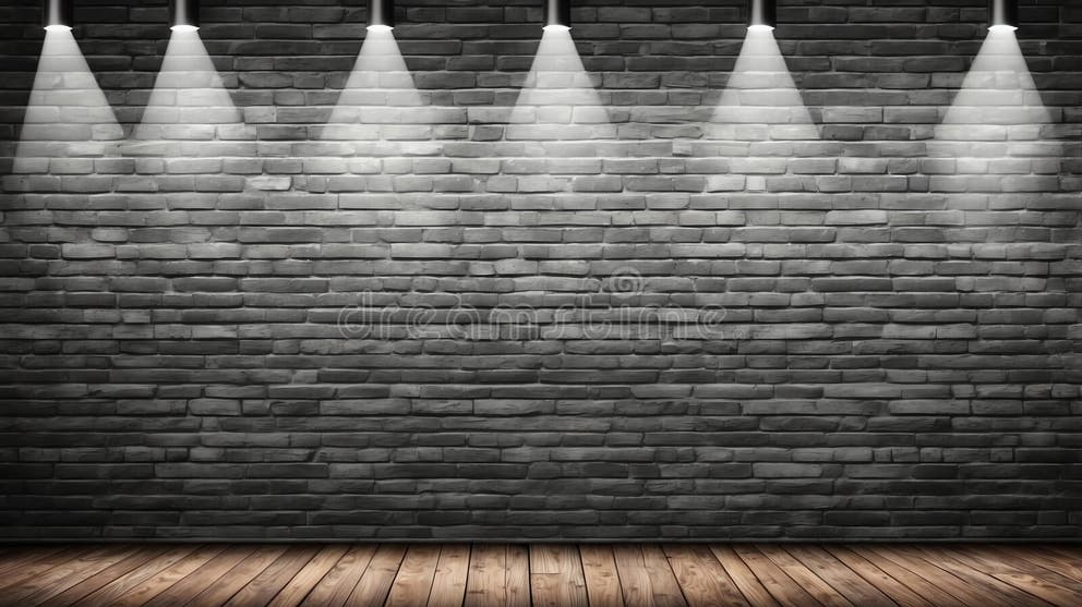 Rustic Gray Brick Wall with Spotlight Ai Generated Stock Illustration ...