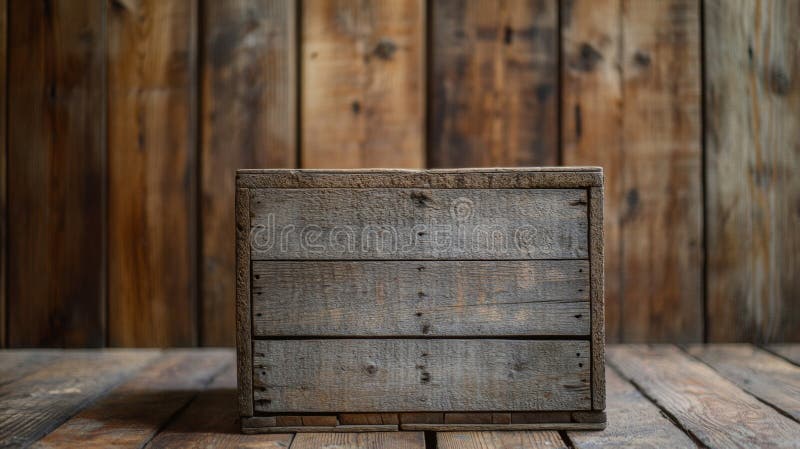 Rustic Gray Wooden Crate on Wooden Floor Stock Illustration ...