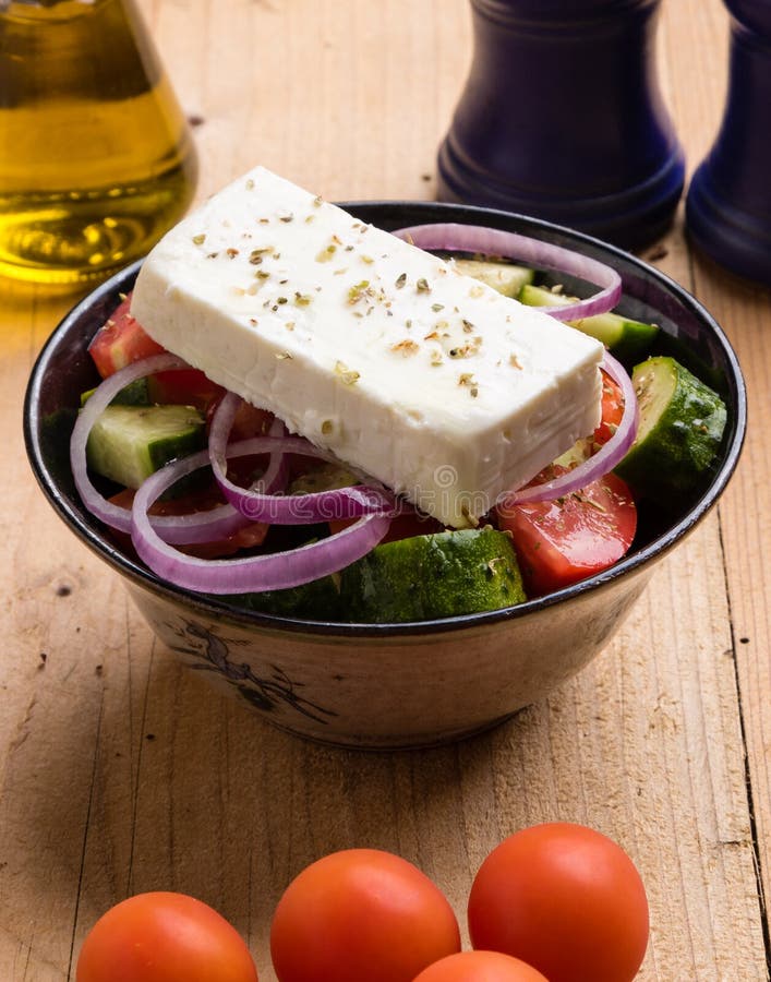 Rustic greek salad stock image. Image of green, dinner - 76010115