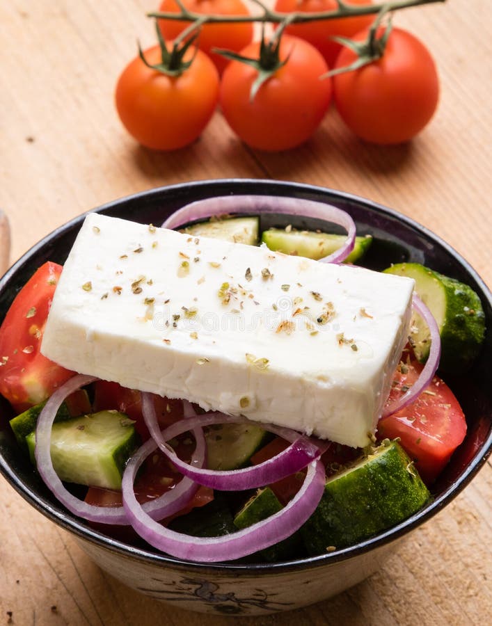 Rustic greek salad stock photo. Image of plate, delicious - 76010120