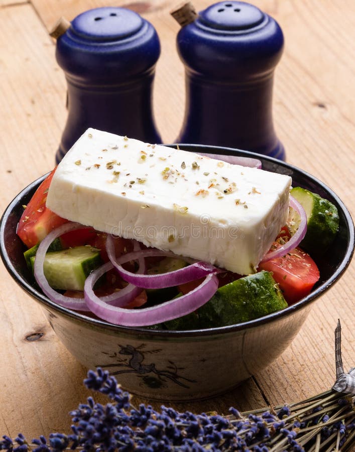 Rustic greek salad stock photo. Image of cucumber, diet - 76010122