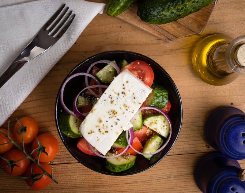 Rustic greek salad stock photo. Image of delicious, mediterranean ...