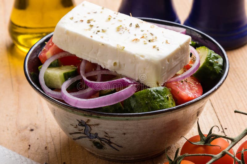 Rustic greek salad stock photo. Image of meal, health - 76010132