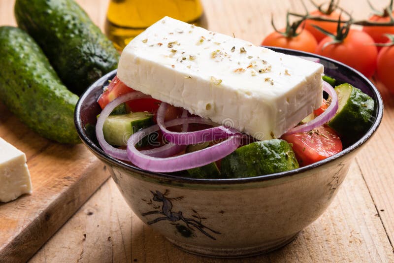 Rustic greek salad stock image. Image of lunch, cucumber - 76010347