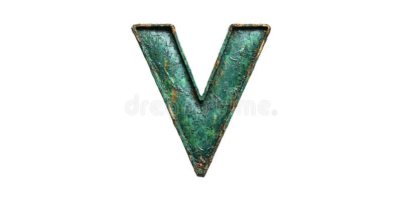 Rustic Green Letter V with Textured Surface. Vintage Typography Design ...