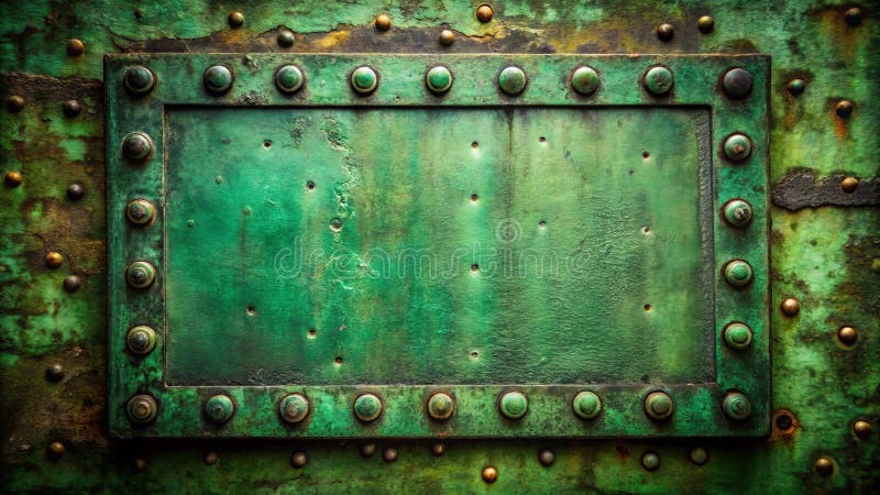 Rustic Green Metal Panel with Decorative Rivets and Patina. Generative ...